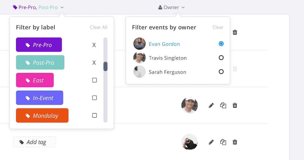 Event Filters Shoflo